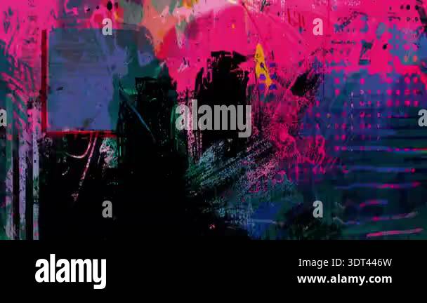 Dark Neon Mixed Media Grunge Background with Pink Overlay, Black Brush ...