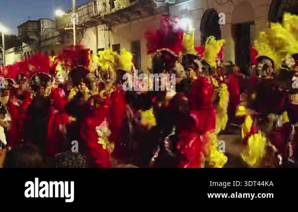 Montevideo, February 7 2026: Candombe comparsa women dancers parading ...
