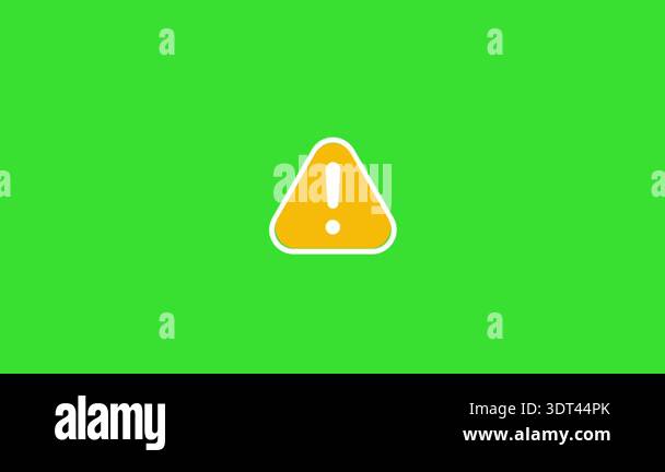 Alert icon or Blinking exclamation mark symbol on green screen ...