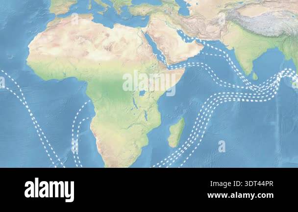 Strategic Sea Routes of World Map showing the Suez Canal Route and ...