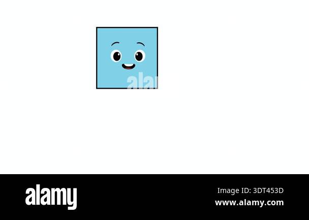 Cute square character with speech bubble and dotted square outlines for ...