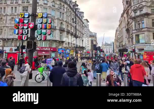 London, UK - October 25, 2025: Time-Lapse, Crowd of people walking in ...
