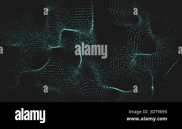 Abstract futuristic digital wave with glowing cyan particles flowing in ...