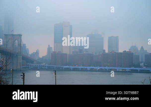 New York, USA, 2 December 2025: Foggy New York City skyline view from ...