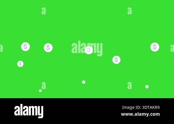 Dollar Coins Bounce on Green Screen 2D Motion Graphics Animation ...