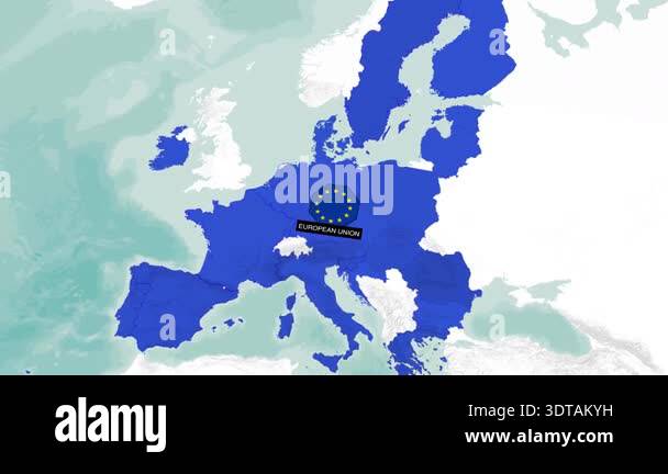 European Union Geographic National Border Map Animation 4K Stock Video ...