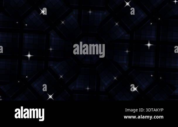 Deep Blue Octagonal Space Portal with Sparkling Stars and Cinematic ...