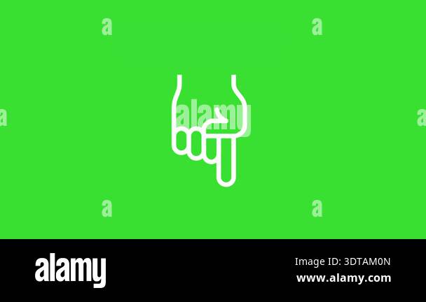 Hand Gesture Down Direction Pointing symbol on green screen background ...