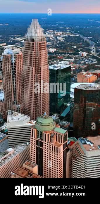 Beautiful skyscrapers in the uptown of American city of Charlotte, NC ...