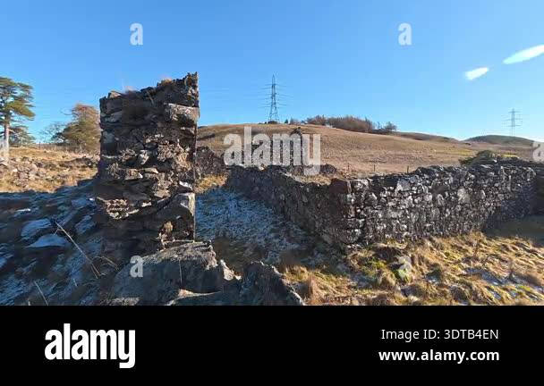 Ruined abandoned farmstead buildings on Glenearn Hill in Perthshire ...