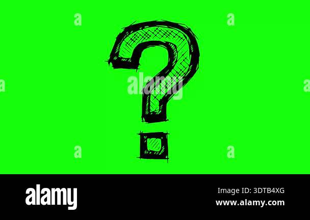 hand drawn black fill question mark animation with line boil effect on ...