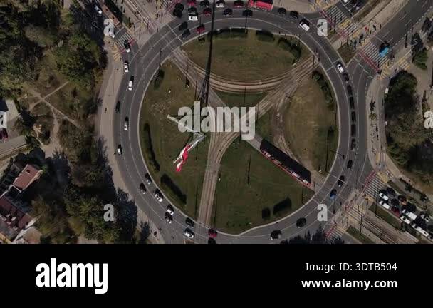 WARSAW, POLAND - SEPTEMBER 26, 2025: A high-angle aerial view of the ...