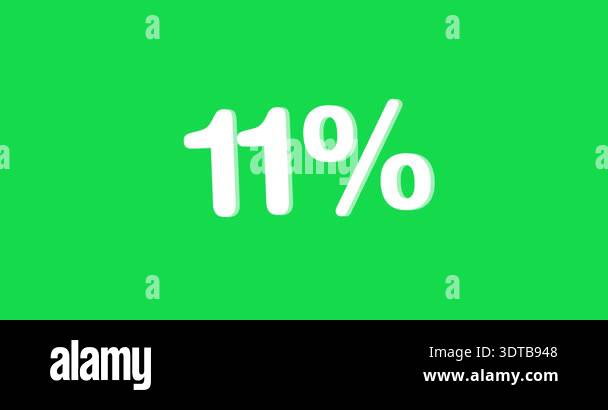 11% percent discount label symbol animation on green screen background ...