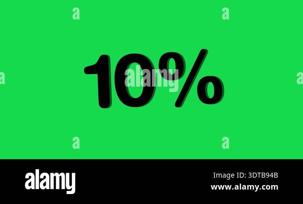 10% percent discount label symbol animation on green screen background ...