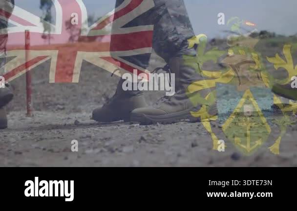 Soldiers stepping onto military range marching with boots shifting ...
