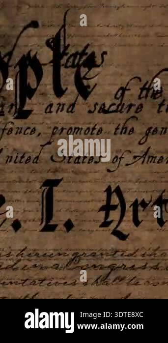 Digital animation of written constitution of the United States moving ...
