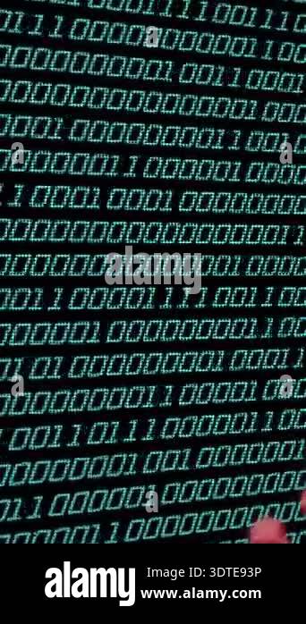 Binary code with DNA strand animation. Technology, biotechnology ...