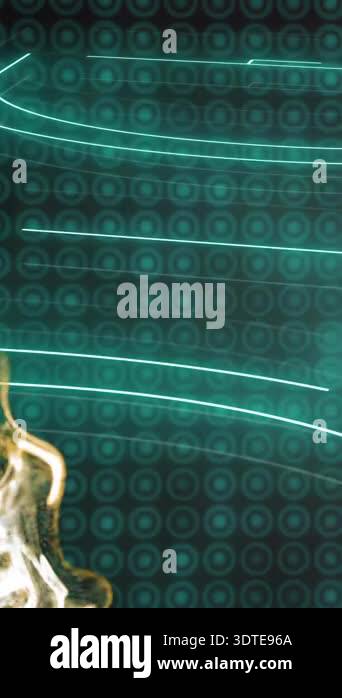 Abstract glowing lines and shapes animation over digital grid ...