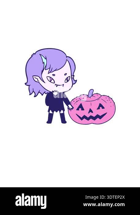 rise and float animation of cartoon friendly vampire girl considering ...