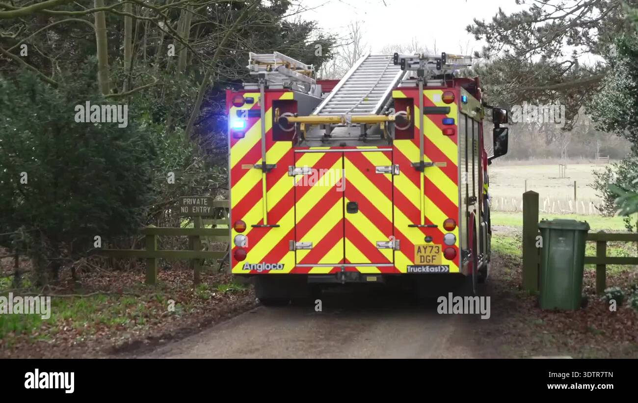 Fire trucks seen arriving at Sandringham estate Stock Video Footage - Alamy