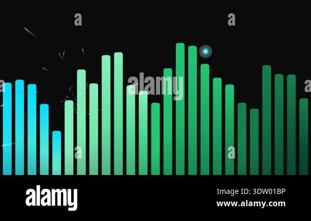 Green Neon Audio Visualizer Bars Sound Wave Animation on Black ...