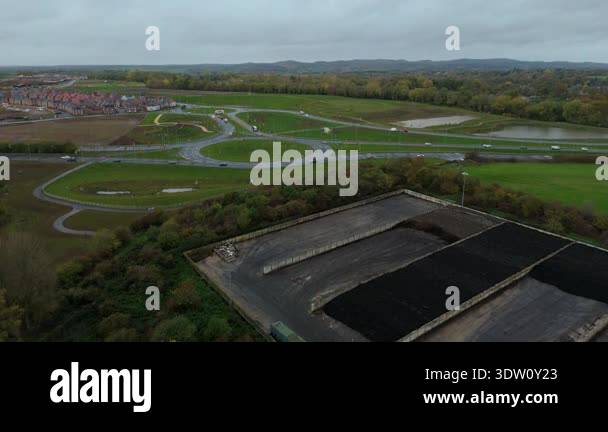 High Altitude Aerial View Of Newly Constructed Highway Roundabout ...