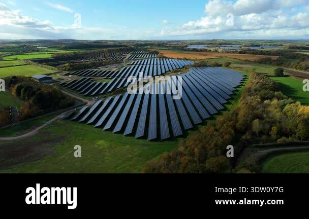 High Altitude Drone Perspective Of Massive Photovoltaic Solar Power ...