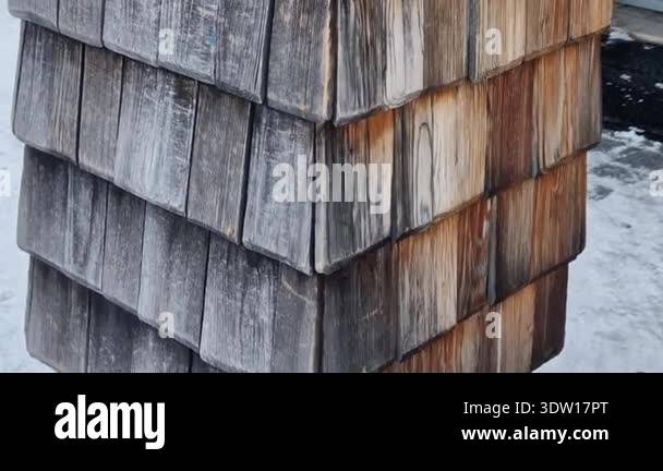 wooden shingles, wall cladding, made from cedar or larch. older ...