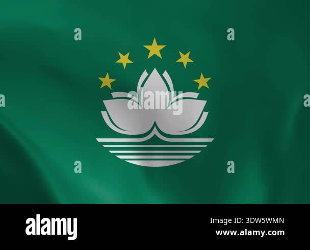 Realistic 3D waving flag of Macau. Detailed silk texture background ...