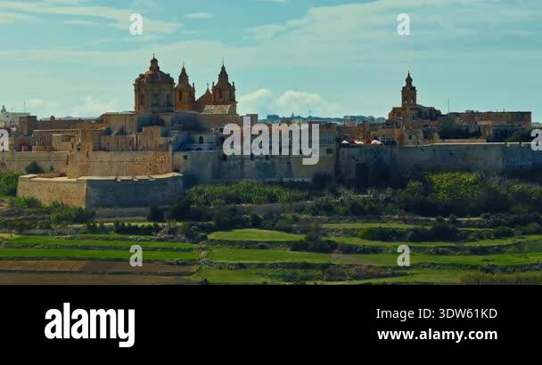 Aerial view of Mdina. A beautiful historic city with centuries of ...