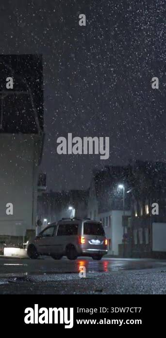 Calm Winter Scene. Peaceful City Street Blanketed In Snow. Silent ...