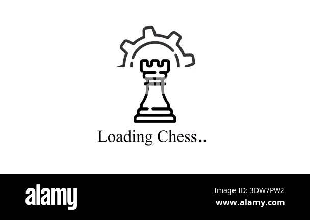 A simple black and white chess loading animation featuring a rook piece ...