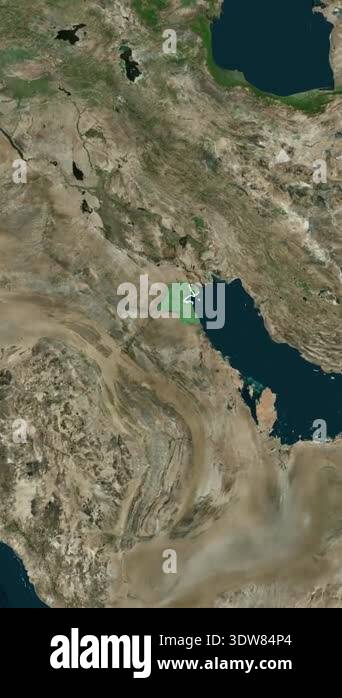 Kuwait National Border Highlighted Vertical Map Animation. Diplomatic ...