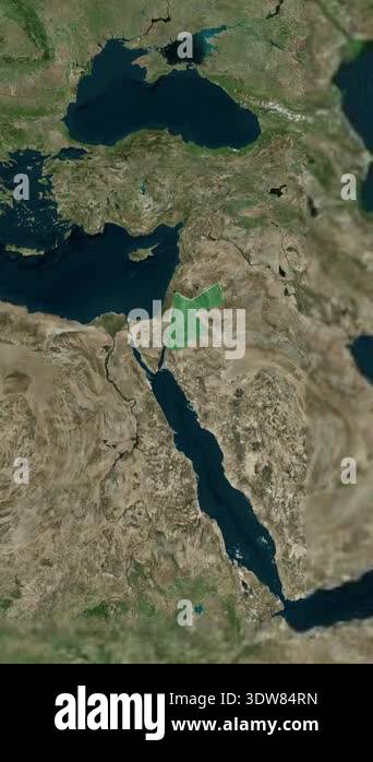 Jordan National Border Highlighted Vertical Map Animation. Diplomatic ...