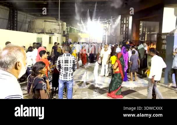 indian temple with crowd of devotees during busy darshan hours shot is ...
