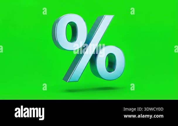 A striking 3D percentage symbol rendered in a metallic finish, floating ...
