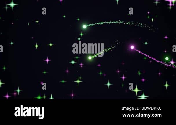video animation of colorful glowing stars and particles moving through ...