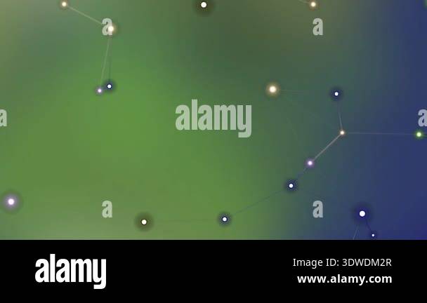 video footage of animated constellation pattern with connected dots and ...
