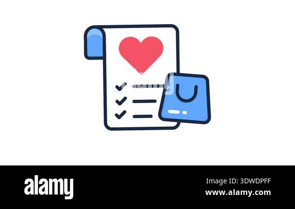 Wishlist animated icon representing saved items, shopping favorites ...