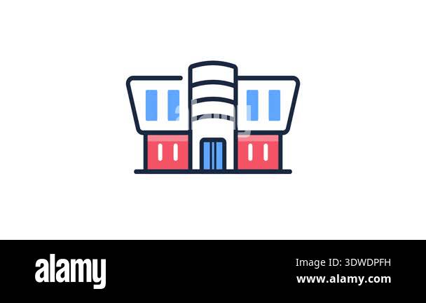 Shopping mall animated icon representing retail outlets, shops, and ...