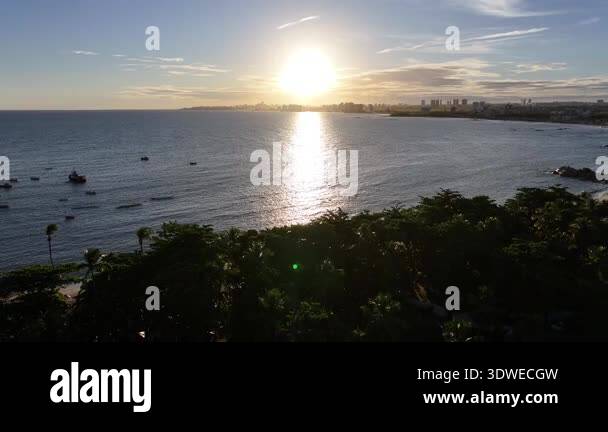 Sunset Beach At Salvador In Bahia Brazil. Sunset Landscape. Water Sun ...