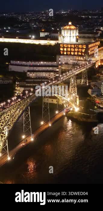 Iron Bridge At Porto In District Of Porto Portugal. City At Night Scene ...