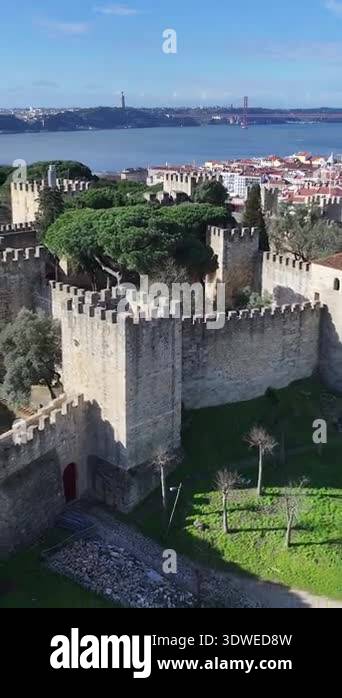 Sao Jorge Castle At Lisbon In Lisbon District Portugal. Medieval Castle ...