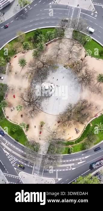 Scenic Roundabout At Barcelona Spain. Famous Roundabout. Downtown ...