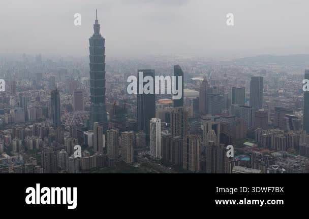 Panoramic aerial view of the taipei city skyline in taiwan, with the ...