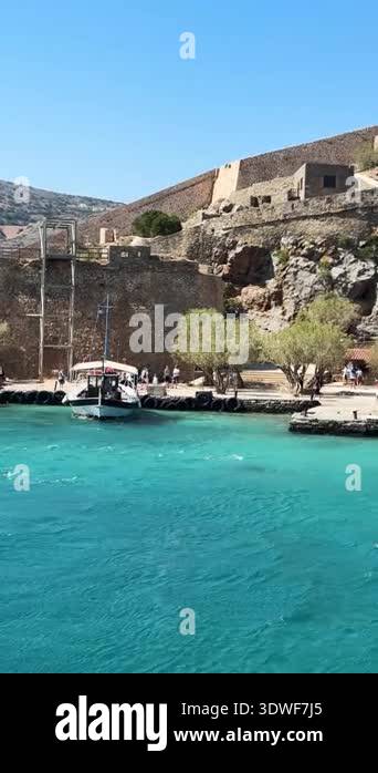Elunda landscape, island of Spinalonga, Crete, Greece Stock Video ...