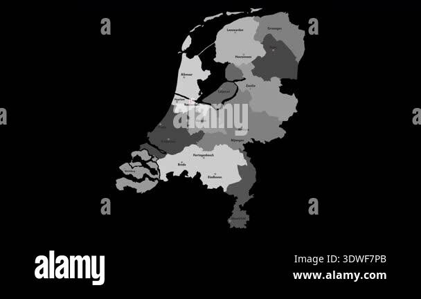 Vector map of Netherlands with names of cities and with borders city ...