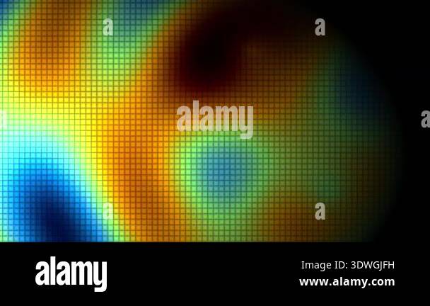 Abstract digital heatmap animation with pixel grid and colorful thermal ...