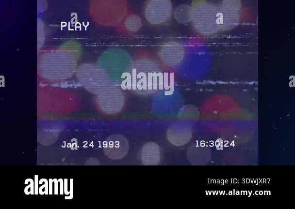 Pressing play VHS glitch showing timestamp incrementing simulating tape ...