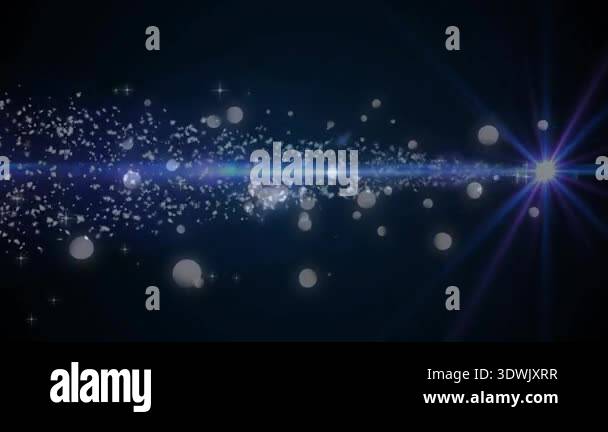 Beam piercing void emitting lens flare and particles drifting into ...